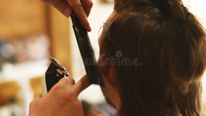 Barber Making Haircut of Man in Barbershop Stock Footage - Video of ...