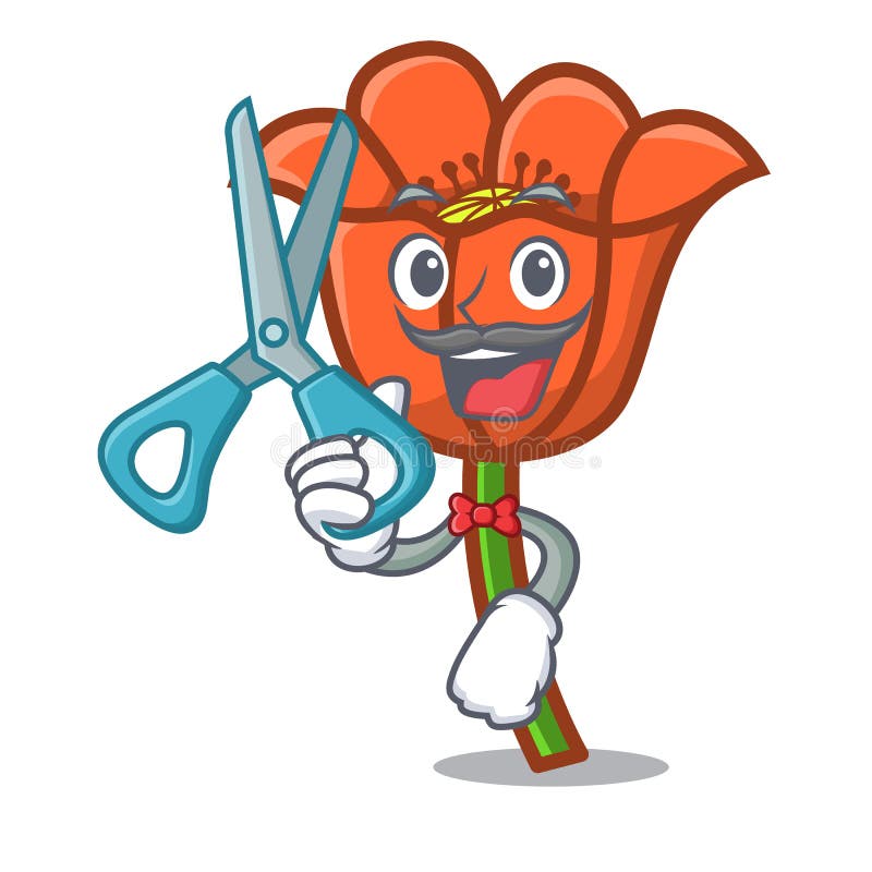 Barber Poppy Flower Character Cartoon Stock Vector - Illustration of ...