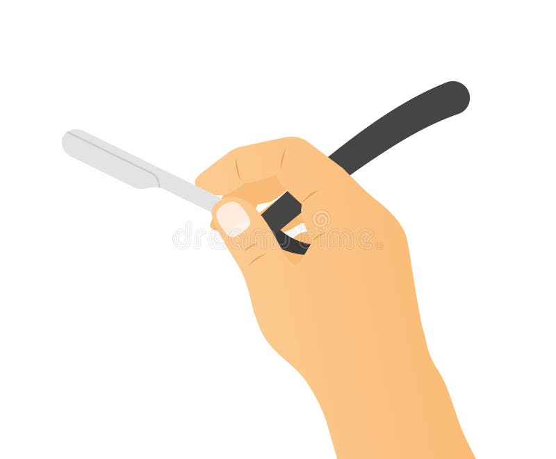 Barber S Hand with a Straight Razor Stock Vector - Illustration of ...