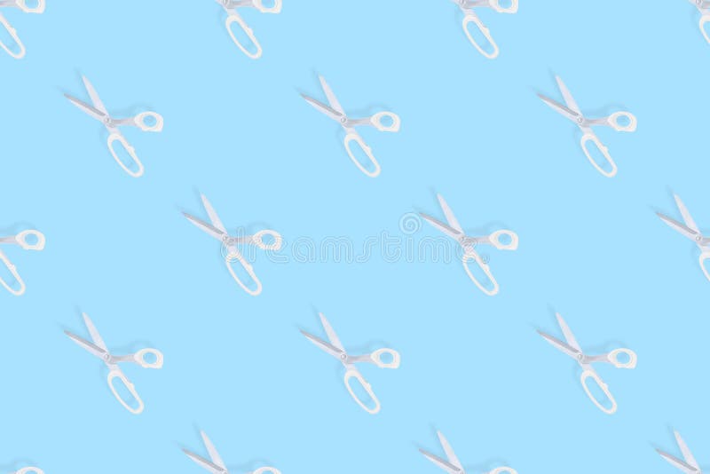 Barber Scissors Against Blue Background Backdrop. Stock Photo - Image ...