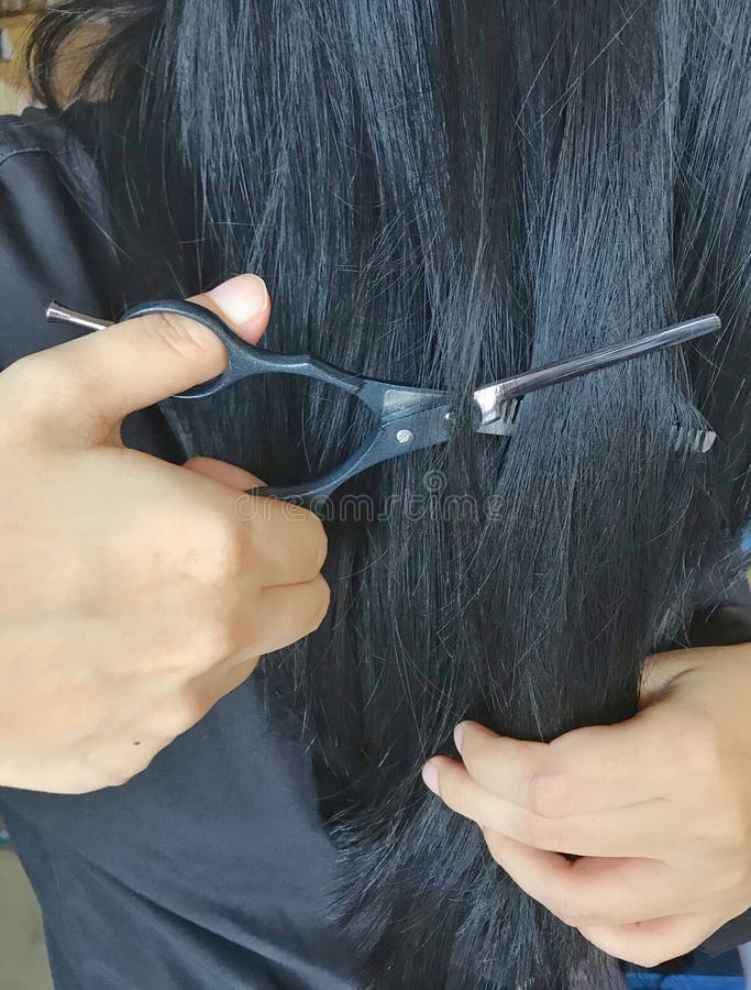 Barber Scissors Cut the Girl Hair Stock Image - Image of women, beauty ...