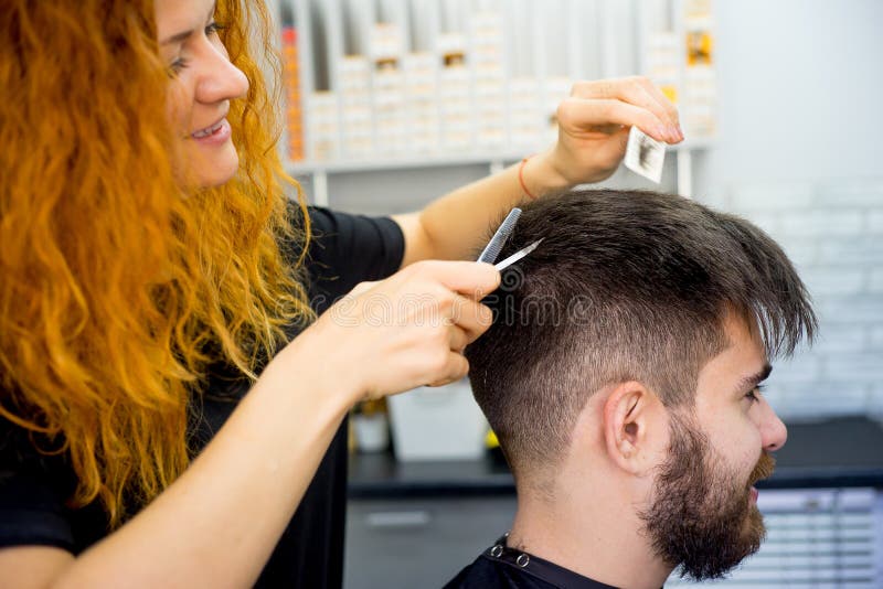 Barber with scissors stock photo. Image of razor, haircut - 99136928