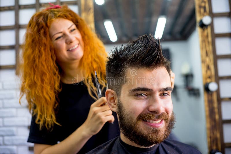 Barber with scissors stock image. Image of customer, razor - 99136939