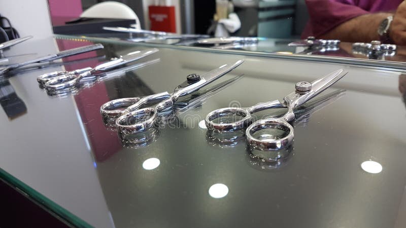 Barber Scissors Set Barbershop Accessories Stock Photo - Image of blade ...