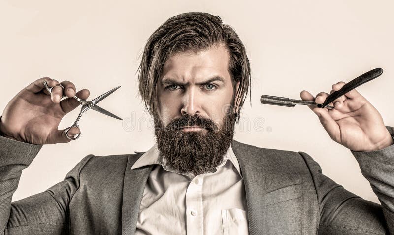 Barber Scissors And Straight Razor Barber Shop Suit Vintage Barber