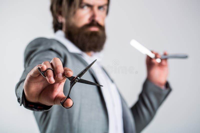 Barber Scissors And Straight Razor Barber Shop Suit Vintage Barber