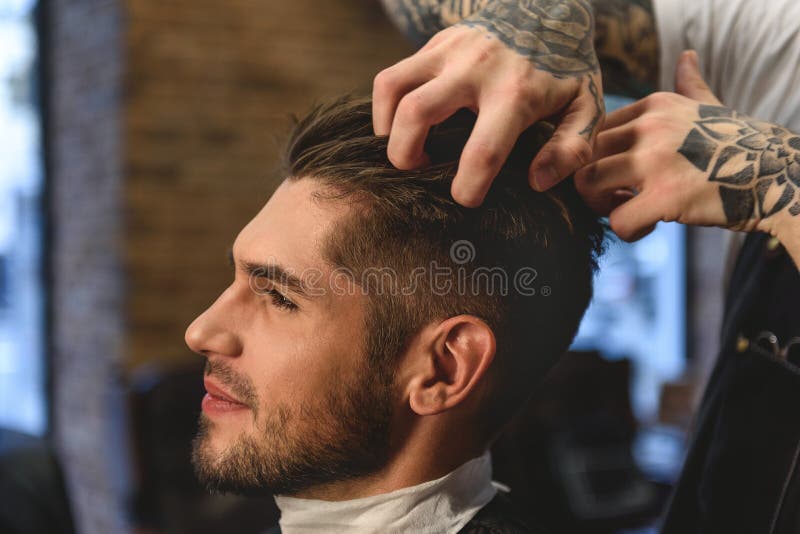 Barber Scratching Head of a Customer Stock Image - Image of hygiene ...