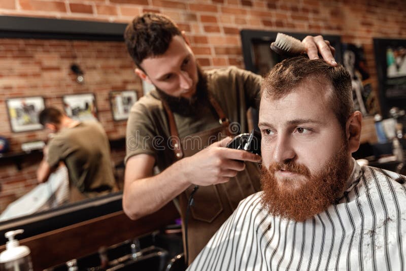 Barber and Bearded Man in Barber Shop Stock Photo - Image of grooming ... Barber and Bearded Man in Barber Shop Stock Photo - Image of grooming ...