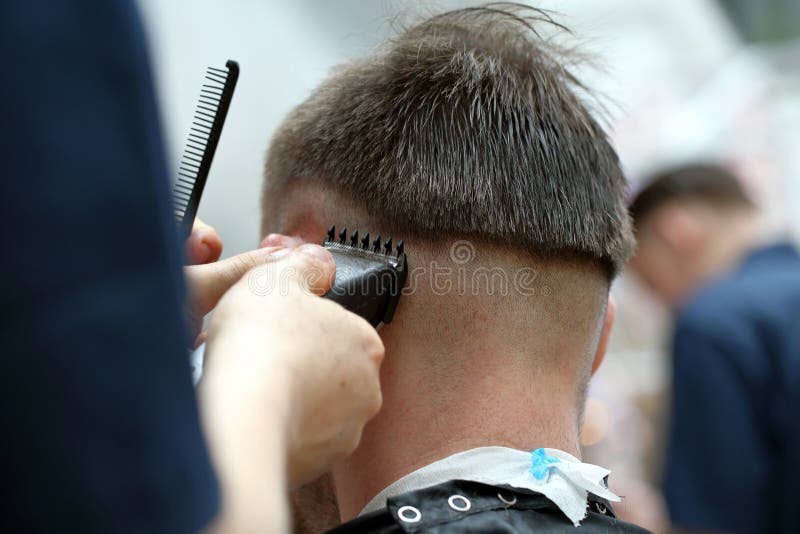 Barber Shaving Hair by Electric Trimmer Stock Photo - Image of electric ...