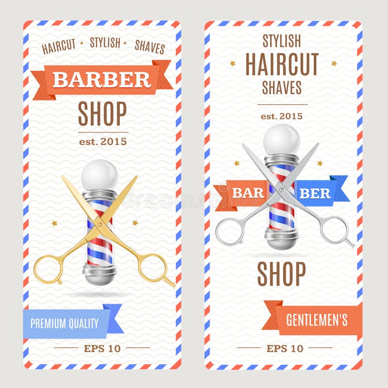 Barber Shop Banners Flyers Card. Vector Stock Vector - Illustration of ...