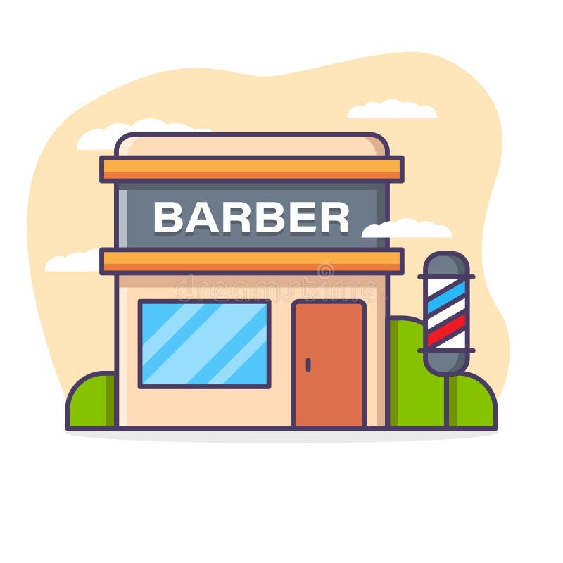 Barber Shop Building Cartoon Illustration Stock Vector - Illustration ...