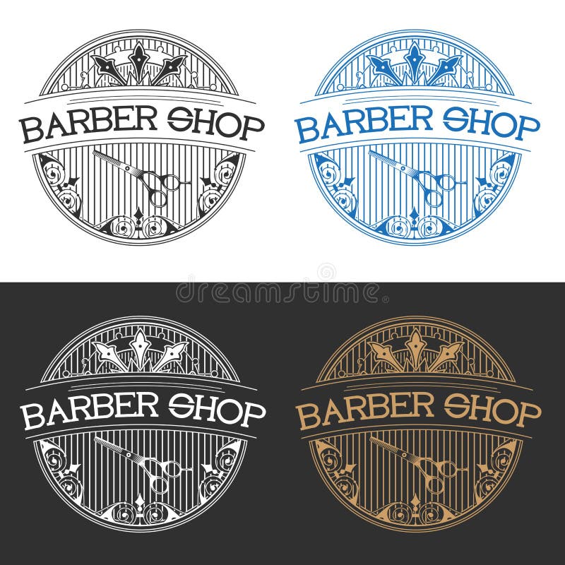 Barber Shop Emblems Typographique Illustration Stock - Illustration du ...