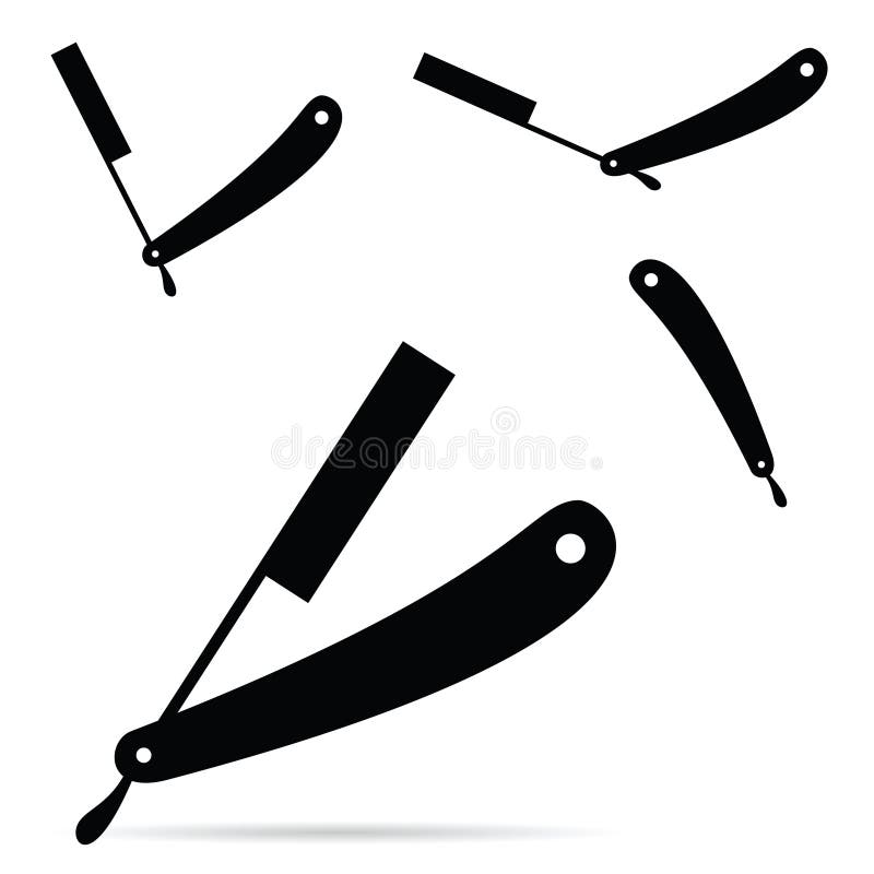 Barber Shop Icon Set Illustration in Black Stock Vector - Illustration ...