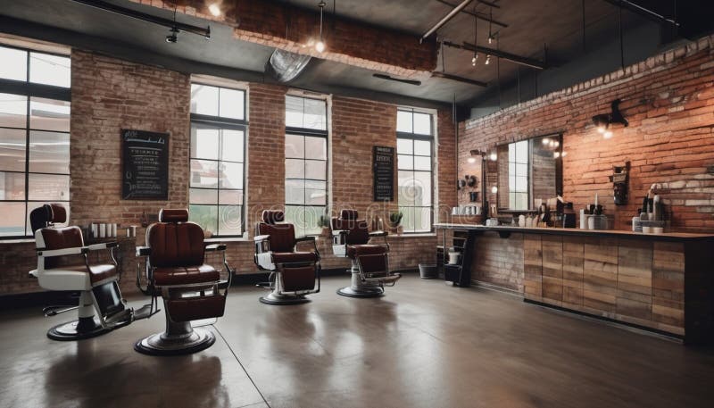 Barber shop interior stock illustration. Illustration of design - 310835478