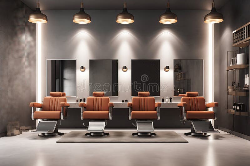 BarberShop Interior, Modern Design, Barber Chairs, Men Grooming ...