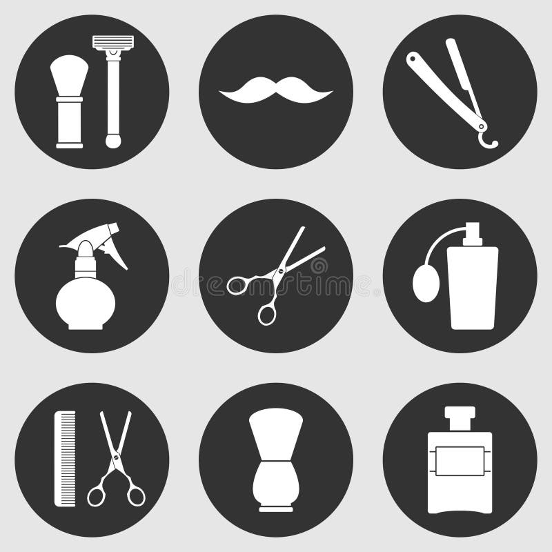Barber Shop Monochrome Icons Set Stock Illustration - Illustration of ... Barber Shop Monochrome Icons Set Stock Illustration - Illustration of ...