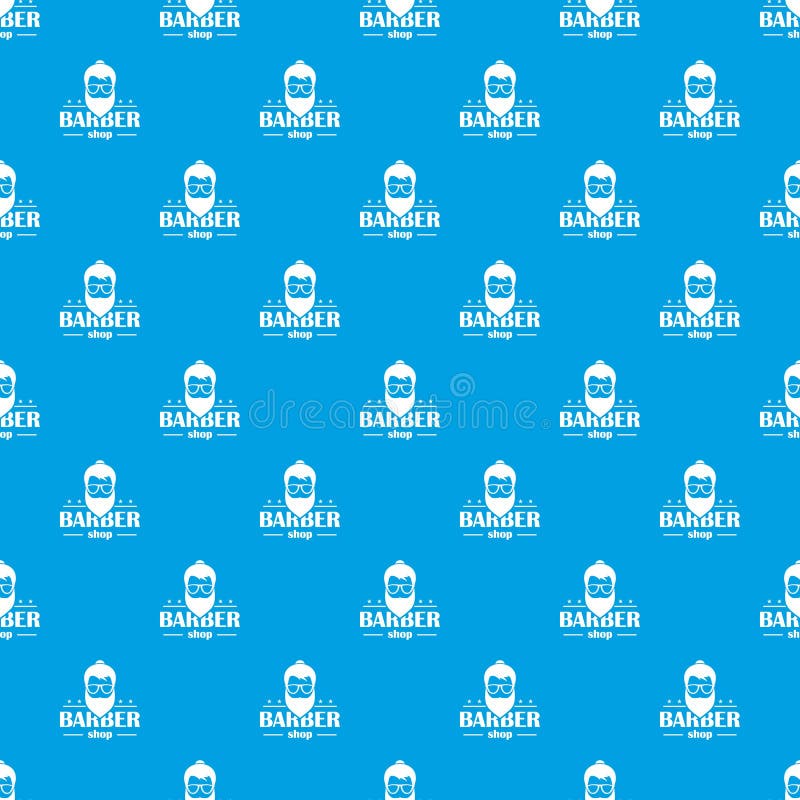 Barber Shop Pattern Vector Seamless Blue Stock Vector - Illustration of ...