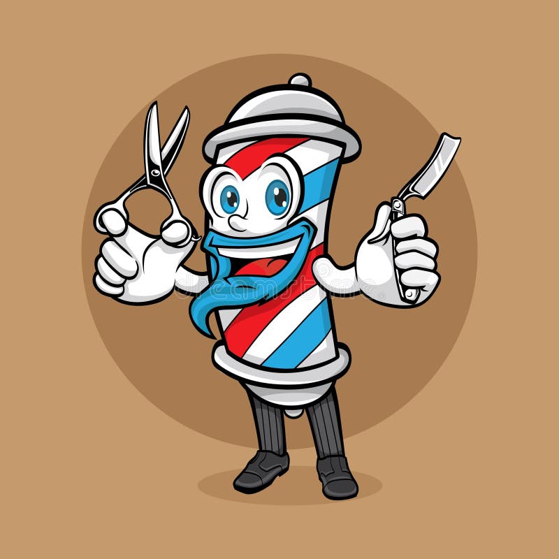 Barber Shop Pole Mascot Design Stock Vector - Illustration of classic ...