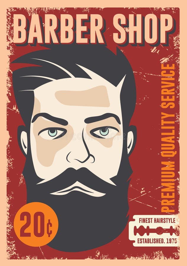 Barber shop retro poster stock vector. Illustration of advertising ...