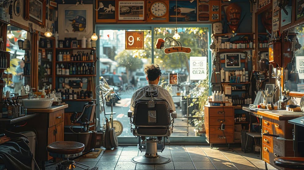 Barber Shop Room with Man Cuttin Customer Stock Illustration ... Barber Shop Room with Man Cuttin Customer Stock Illustration ...
