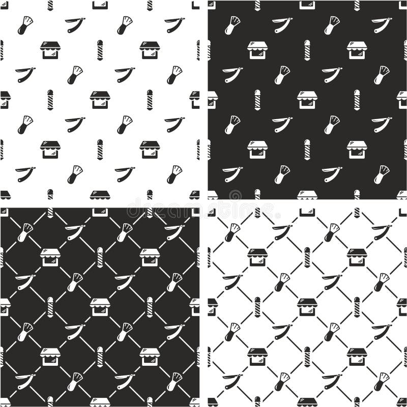Barber Shop Seamless Pattern Set Illustration de Vecteur - Illustration ...