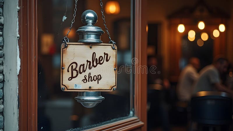 Barber Shop Sign on the Door Stock Illustration - Illustration of retro ...