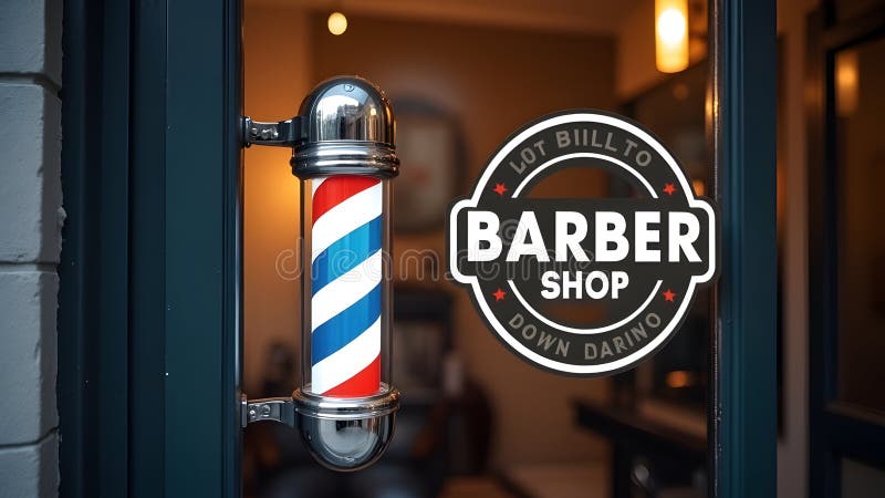 Barber Shop Sign on the Door Stock Illustration - Illustration of ...