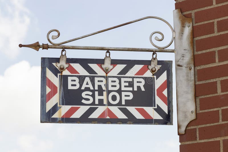 Barber Shop Sign. Old-fashioned Red and Blue Striped Barber Shop Sign ...