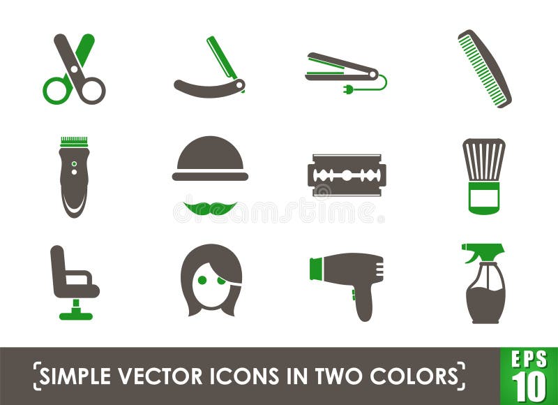 Barber Shop Simple Vector Icons Stock Vector - Illustration of scissors ...