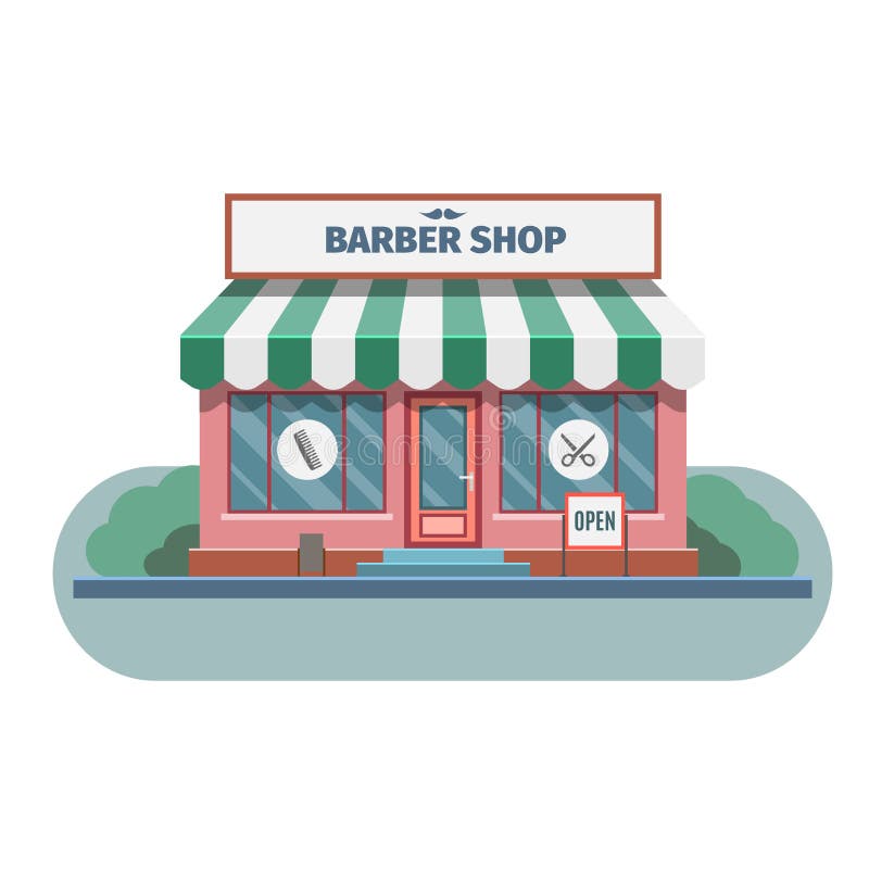 Barber Shop in Town Vector. Stock Vector - Illustration of cartoon ...