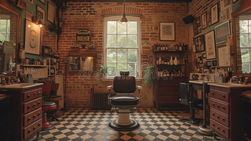 Barber Shop Vintage Interior Stock Illustration - Illustration of hair ...