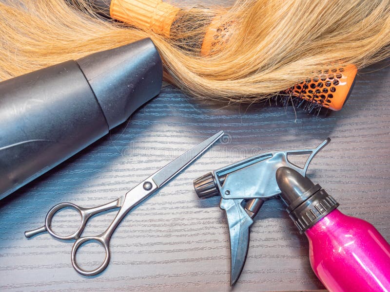 Barber Tool with Blonde Hair Stock Photo - Image of hairbrush, coloring ...