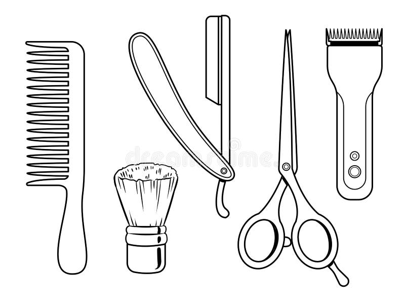 Barber Tools Coloring Book Vector Stock Vector - Illustration of ...