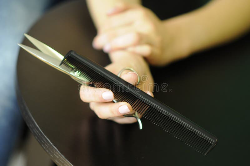 Barber Tools in the Hands of a Professional, Long Hair, Scissors and ...