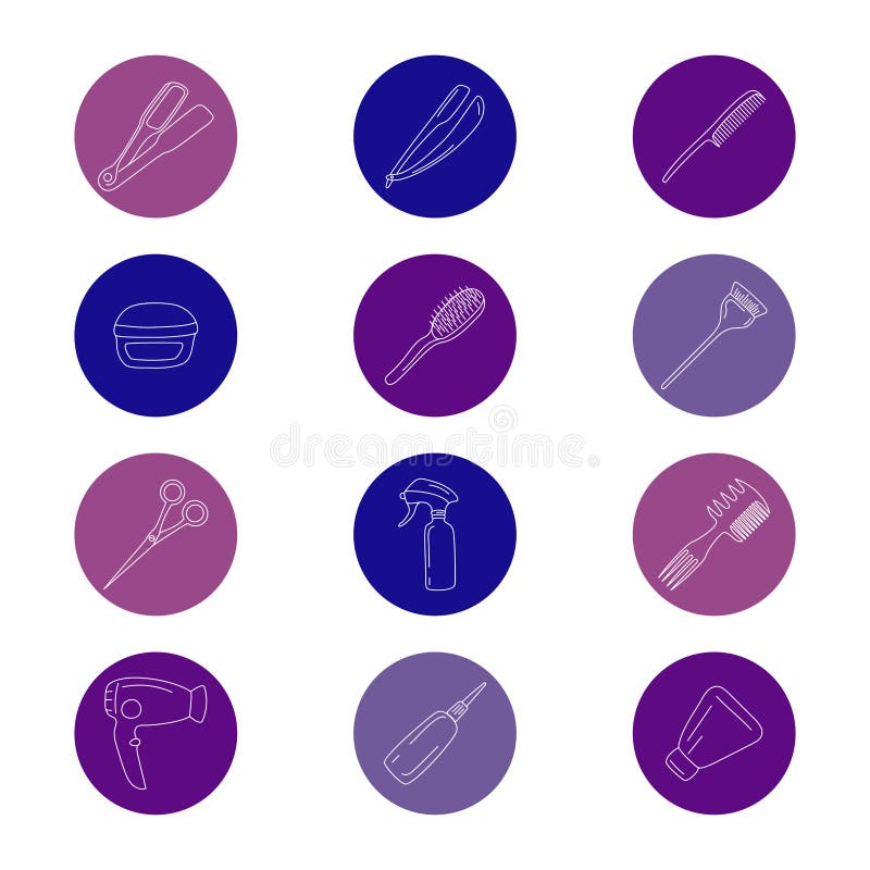 Barber tools icons set stock vector. Illustration of design - 127640729