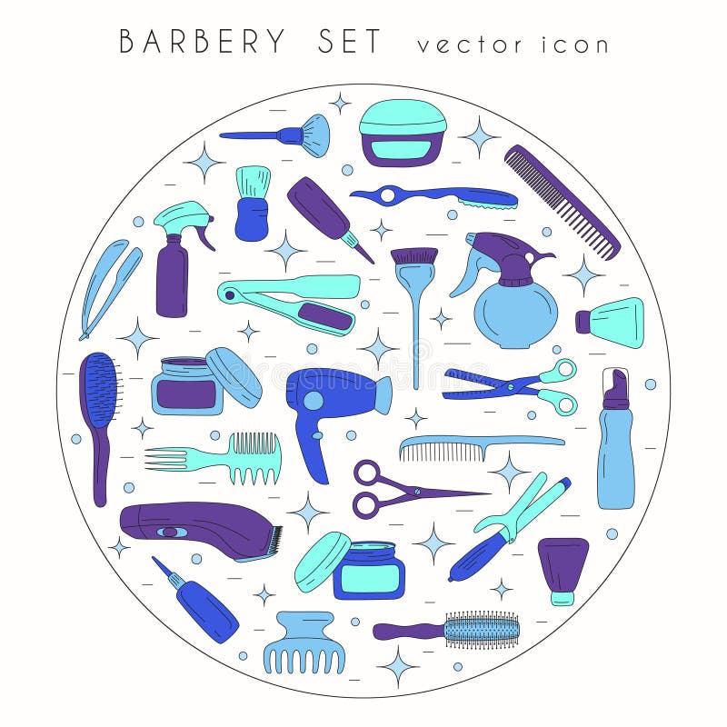 Barber tools icons set stock vector. Illustration of barber - 136786220