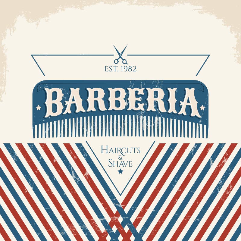 Barberia, Barbershop Spanish Text, Vector Emblem Design with Hair Comb ...
