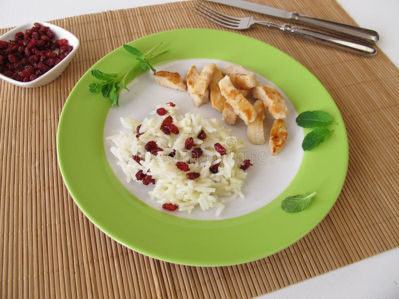 Barberry rice with chicken stock image. Image of berries - 39766221
