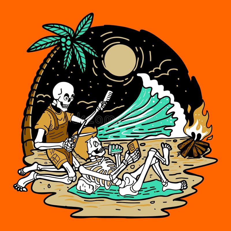 Barbershop in the Beach Hair Cuting Skull Stock Image - Image of beach ...