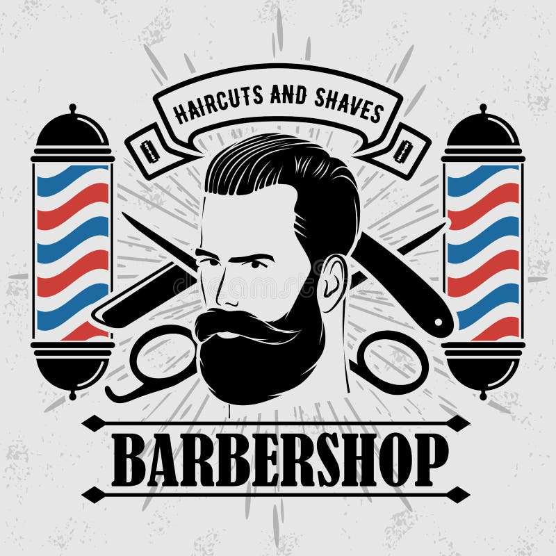 Concept De Design De Logo Barbershop Avec Poteau De Barbier