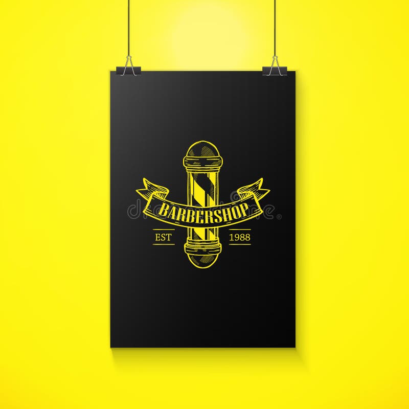 Barbershop Logo with a Ribbon Stock Vector - Illustration of element ...