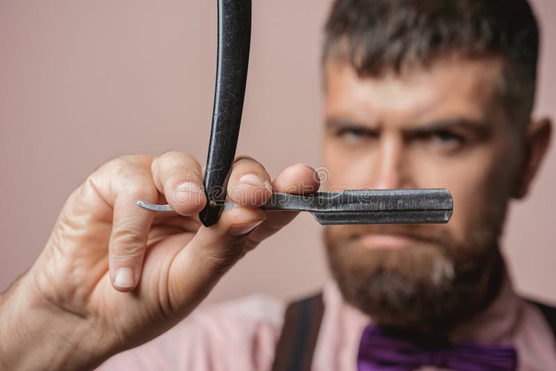 Barbershop Tools. Sharp Razor. Style for Men. Stock Image - Image of ...