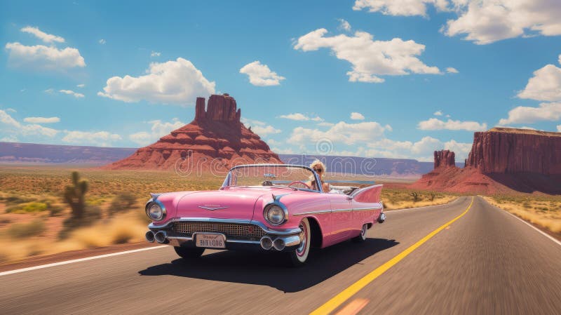 Ken and Barbie in a Pink Car Isolated on a White Background Stock ...