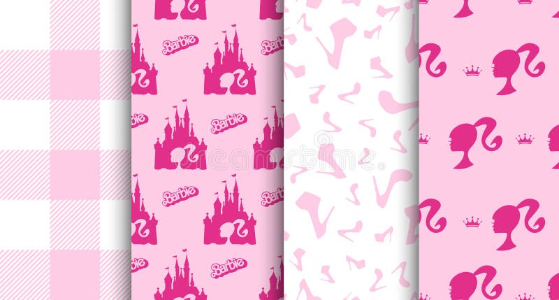 Barbie Pattern Collection. Editorial Vector Illustration in Barbie Core ...