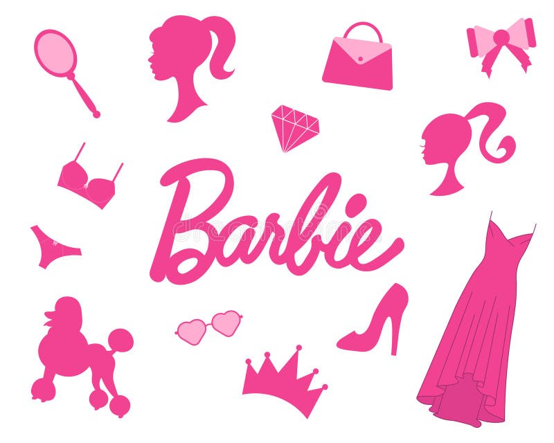 Barbie Set of Pink Things, Logo Editorial Photography - Illustration of ...