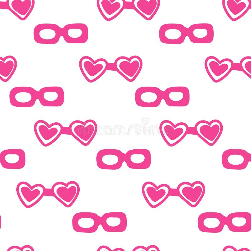 Barbiecore Seamless Pattern with Glasses. Pink Flat Illustration ...