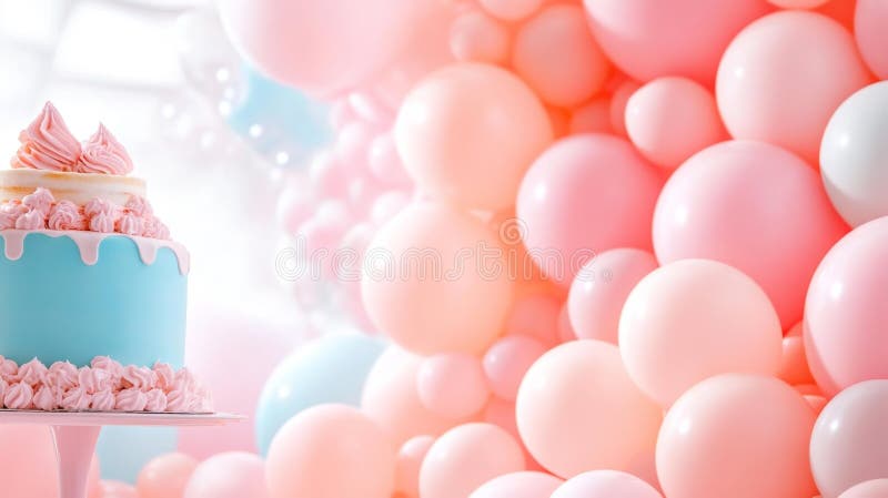 A Barbiecore-themed Birthday Setup with Pink Cake and Balloons ...