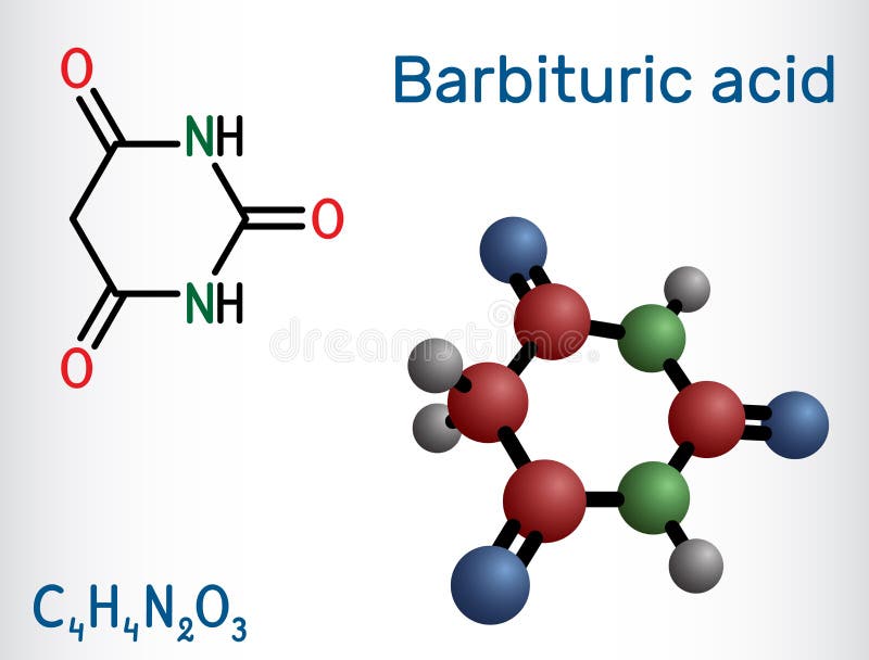Barbituric Acid, Malonylurea or 6-hydroxyuracil Molecule. it is Parent ...