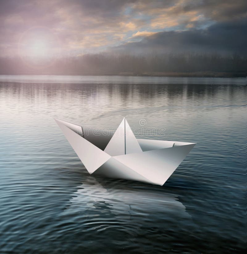 Barca a Vela Di Carta Di Origami Illustrazione di Stock - Illustrazione ...