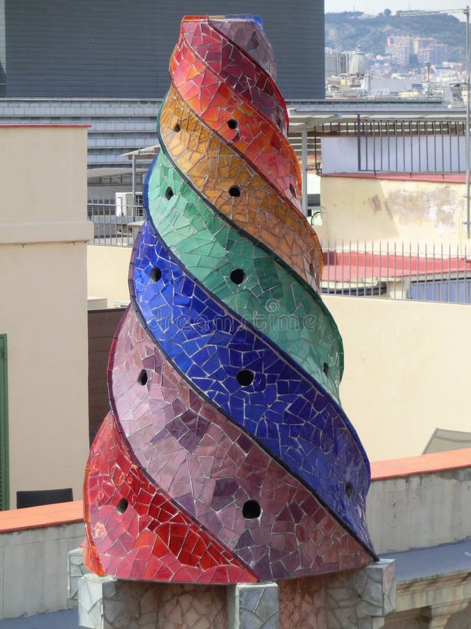 Barcellona, Spain - Stone Columns at Park Guell, the Town Art Designed ...